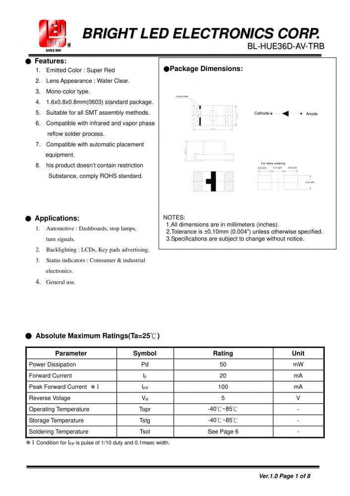 BL-HUE36D-AV-TRB datasheet page 1