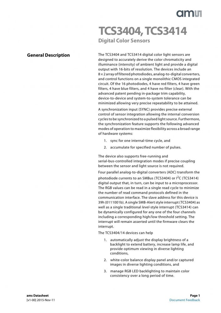 TCS3415CS document page 1