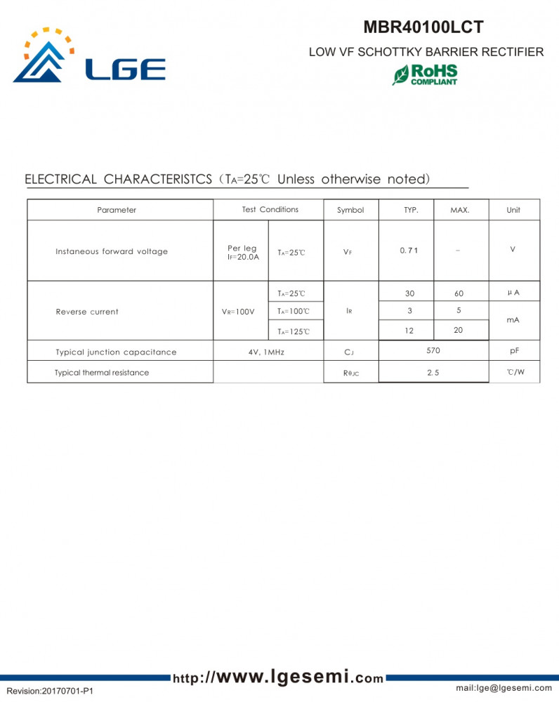 MBR40100LCT datasheet page 2