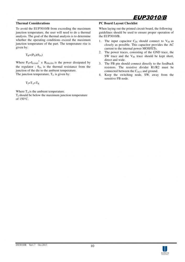 EUP3010/B datasheet page 10