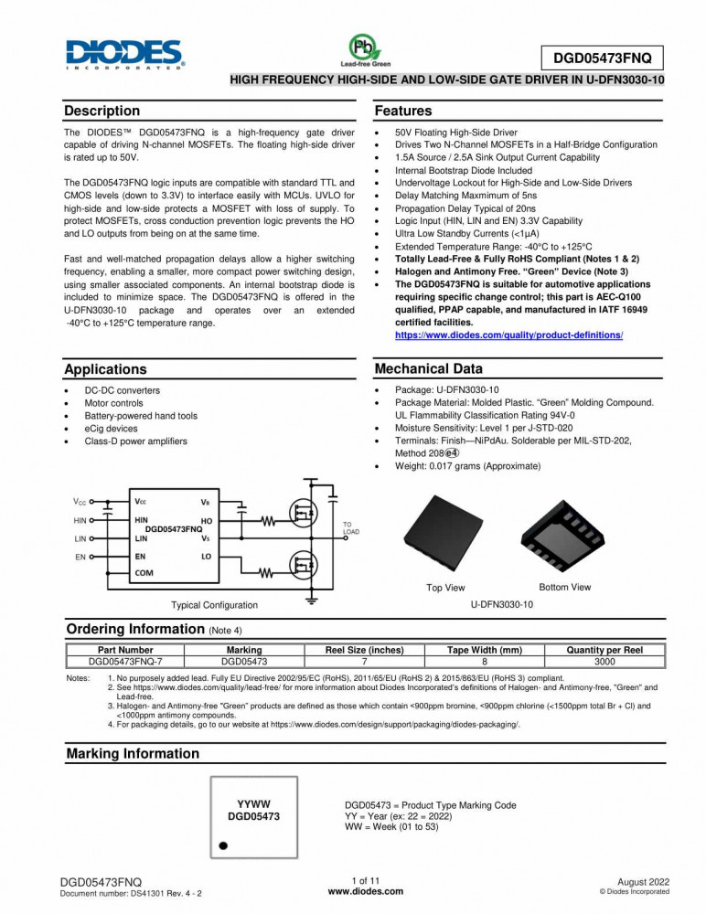 DGD05473FNQ-7 datasheet page 1