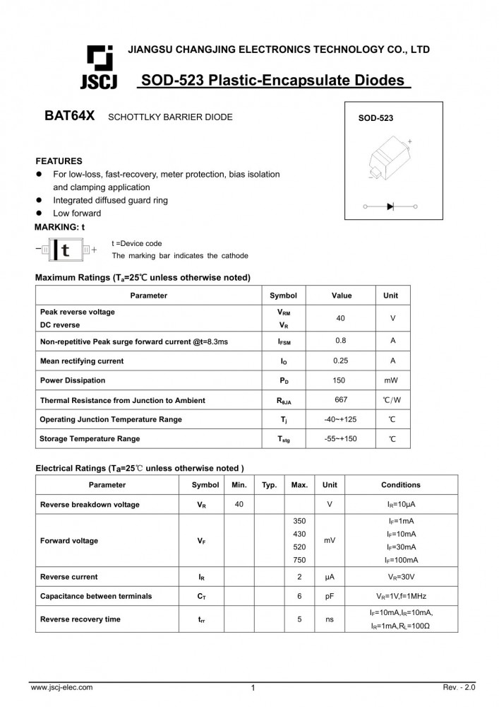 BAT64X datasheet page 1