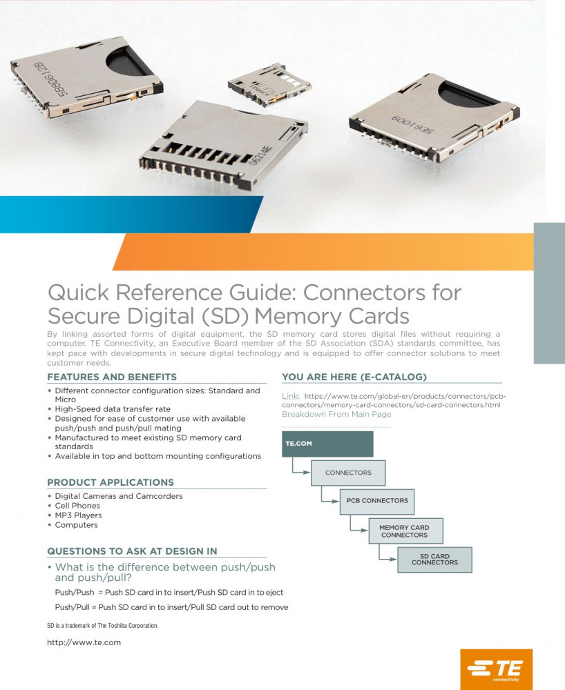 TE Connectivity SD connector catalog page 1