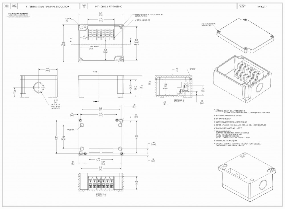 Bud Industries PTT-10680 product drawing
