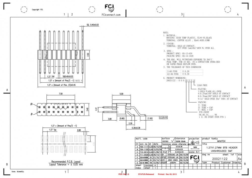 Amphenol 20021122-00010T4LF technical document preview