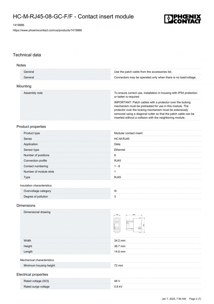 Phoenix Contact 1419886 technical document page 2