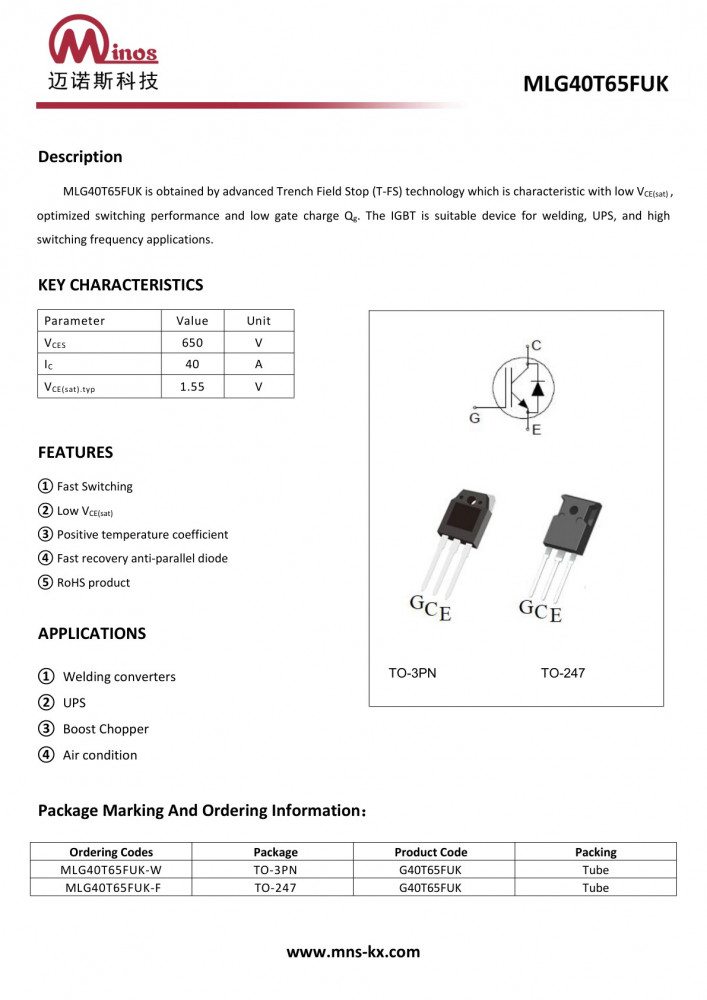 MLG40T65FUK datasheet page 1