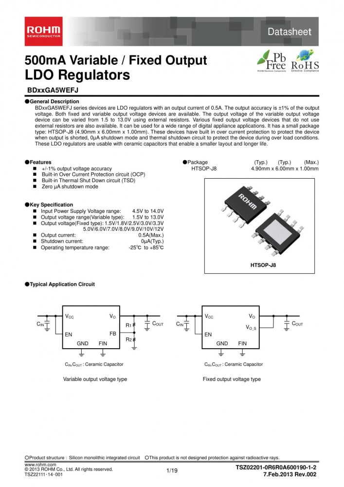 ROHM BD33GA5WEFJ-E2 datasheet page 1