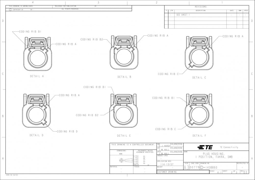 TE Connectivity 1438893-4 drawing sheet 2