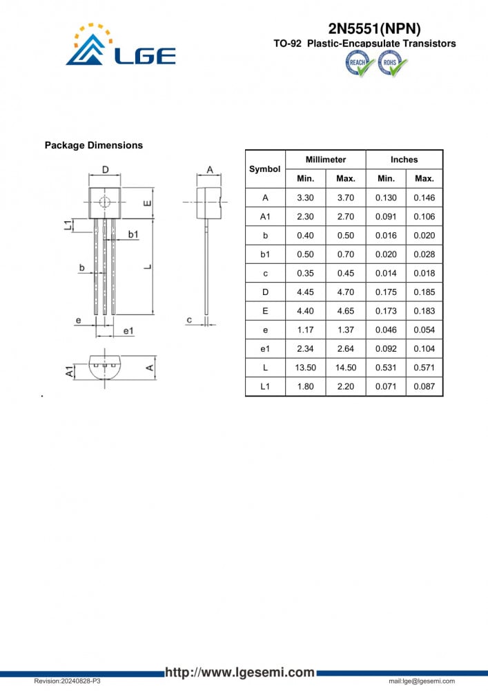 LGE 2N5551 datasheet page 3