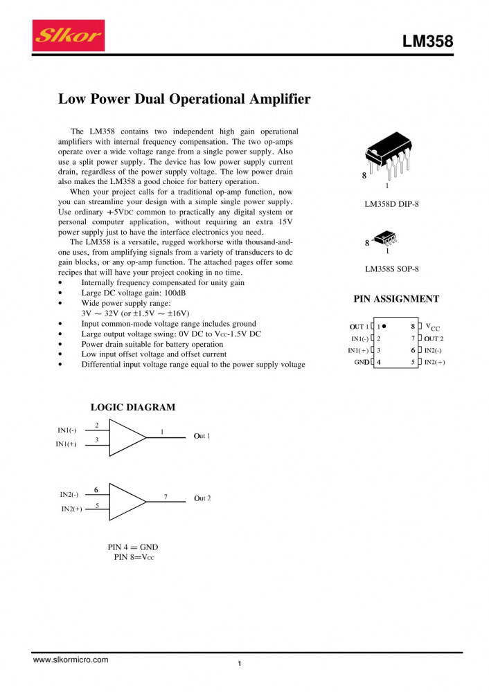 LM358S datasheet page 1