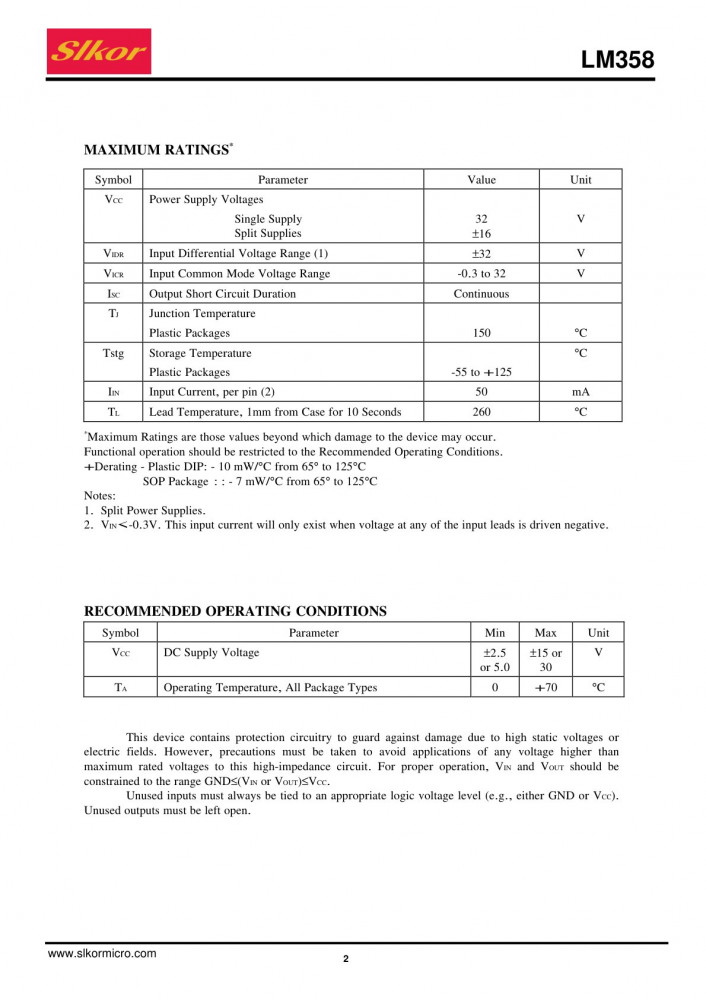 LM358S datasheet page 2