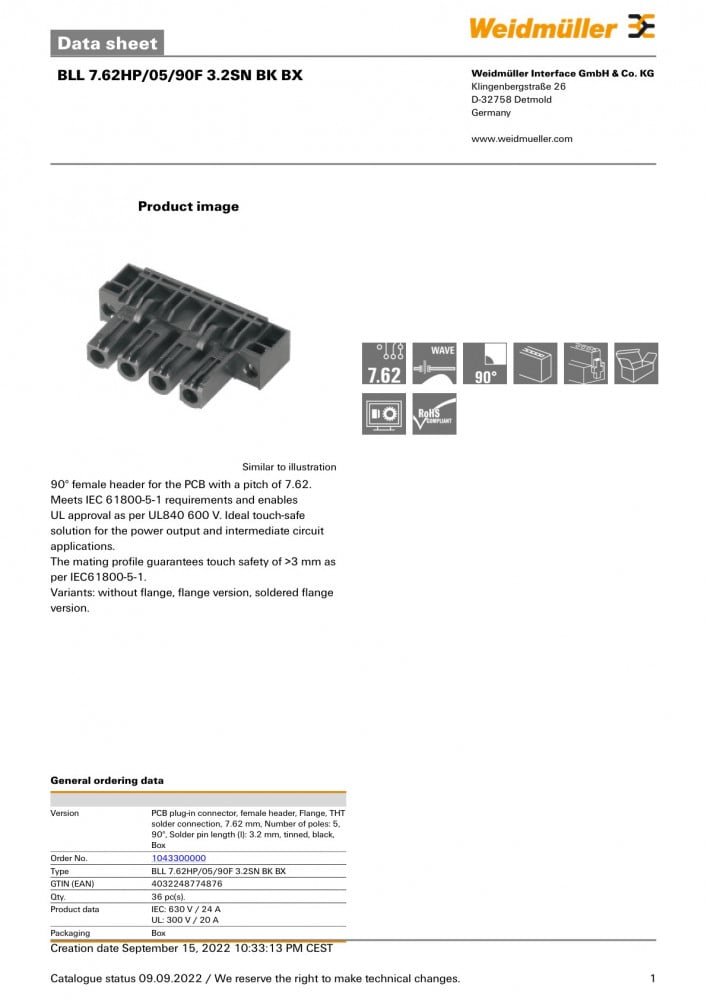 WEIDMULLER 1043300000 datasheet page 1