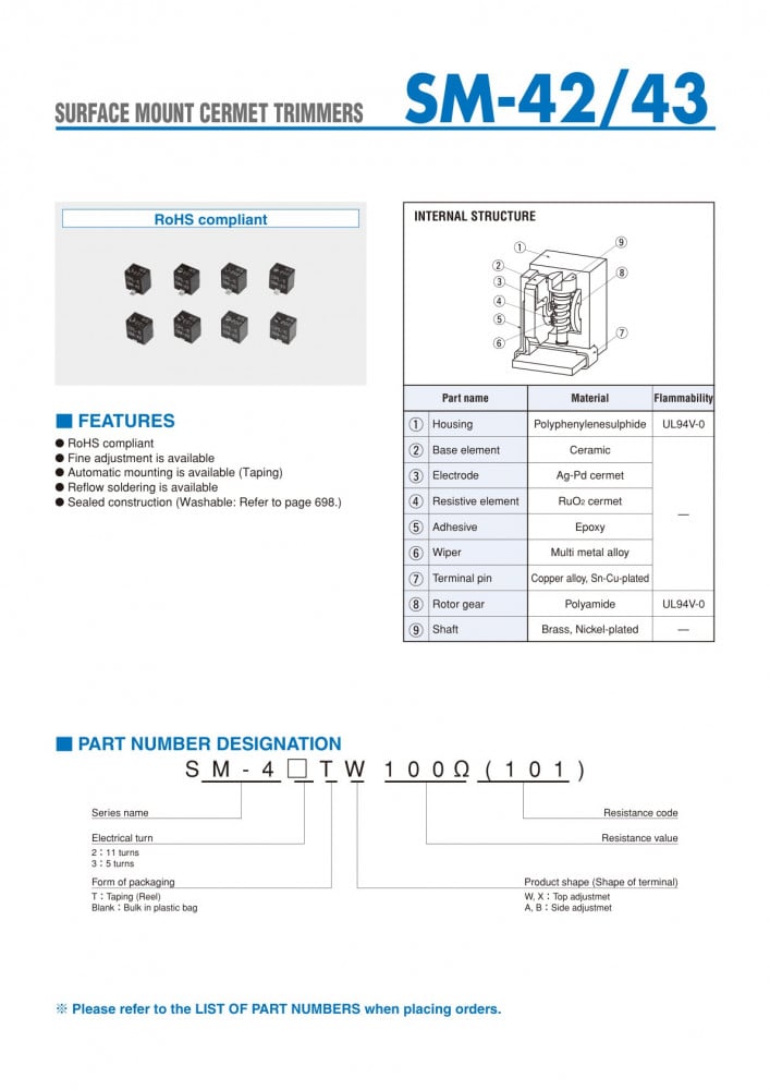 Nidec SM-43 series datasheet page 1