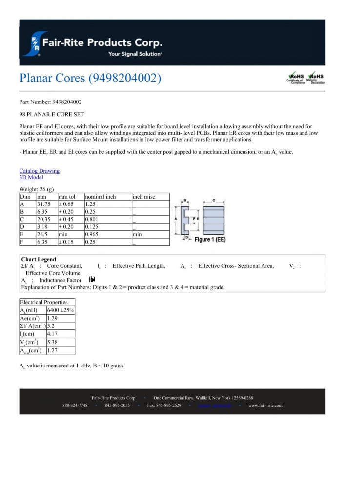 Fair-Rite 9498204002 technical document