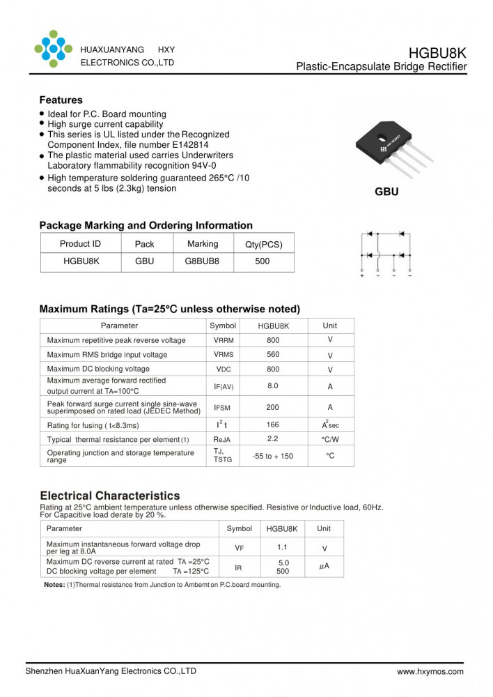 HGBU8K datasheet page 1