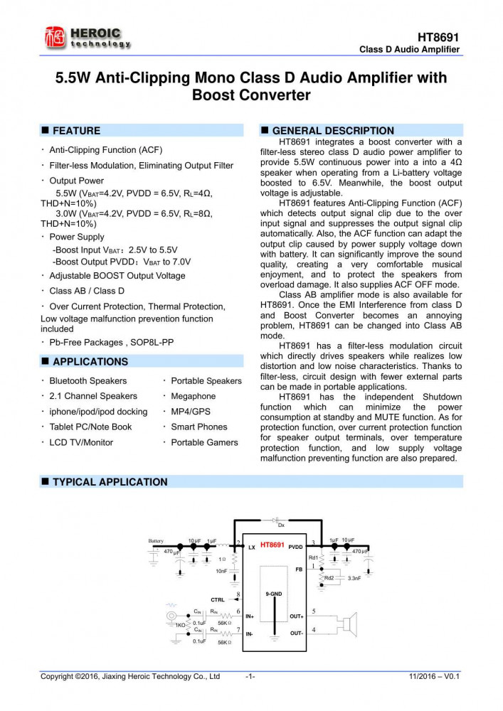 HT8691 datasheet page 1