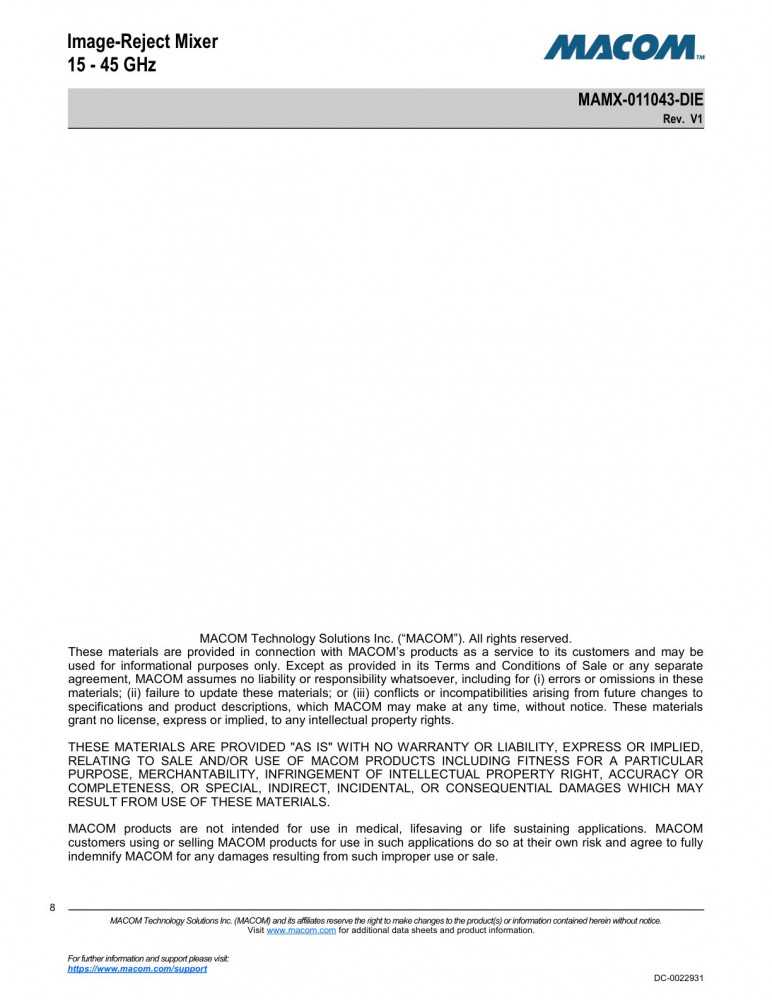 MAMX-011043-DIE datasheet page 8