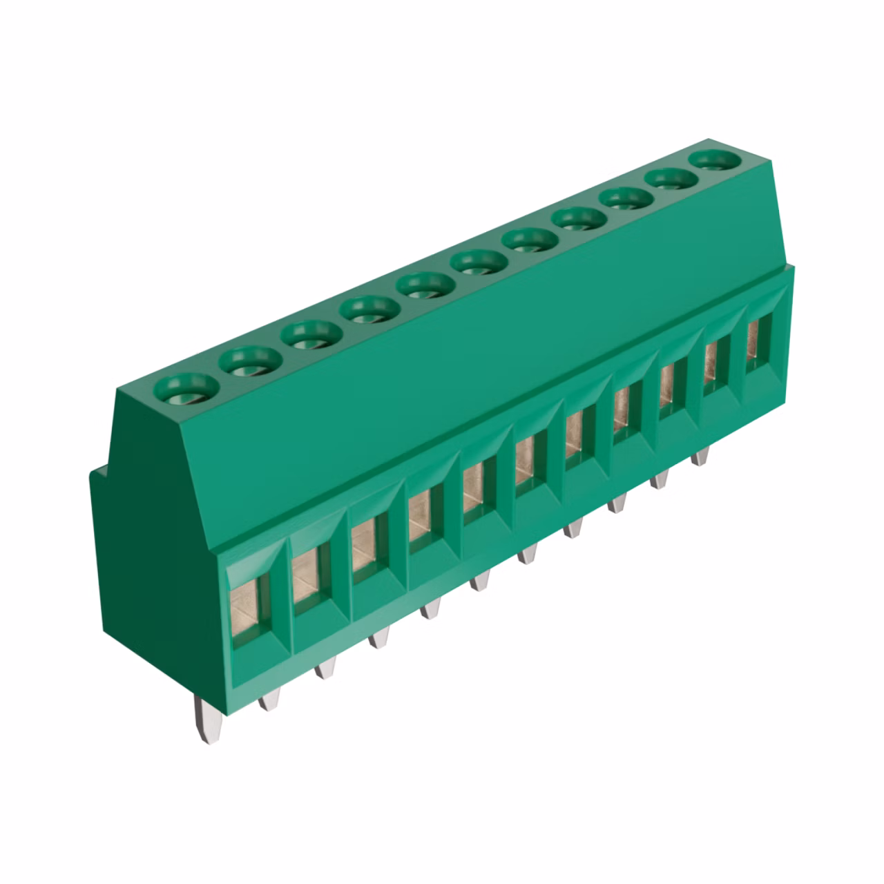 2.54mm Pitch Beau Eurostyle Fixed Mount PCB Terminal Block, Green, 11 Circuits for sale