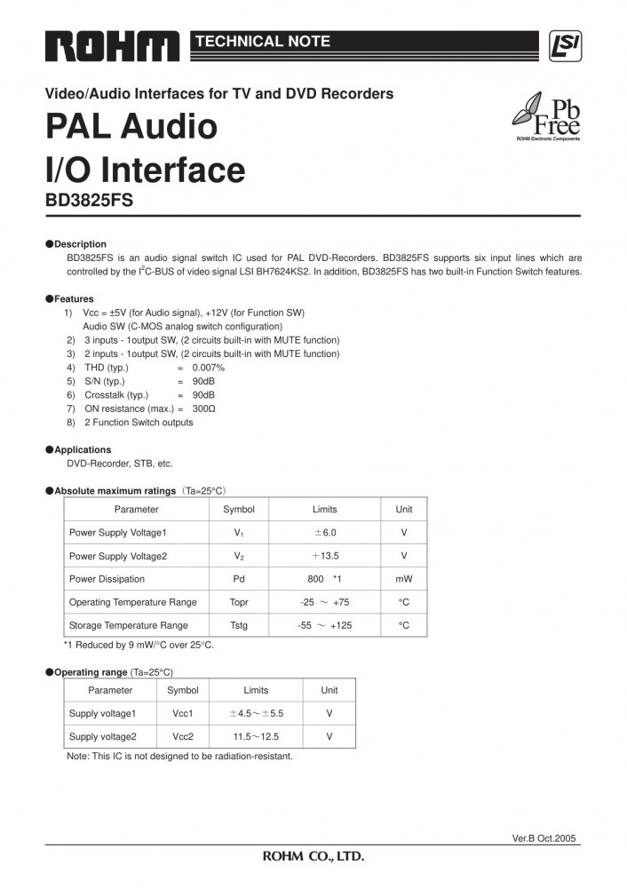 BD3825FS-E2 datasheet page 1