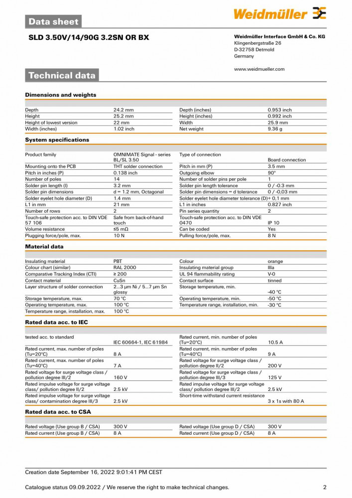WEIDMULLER 1890610000 datasheet page 2