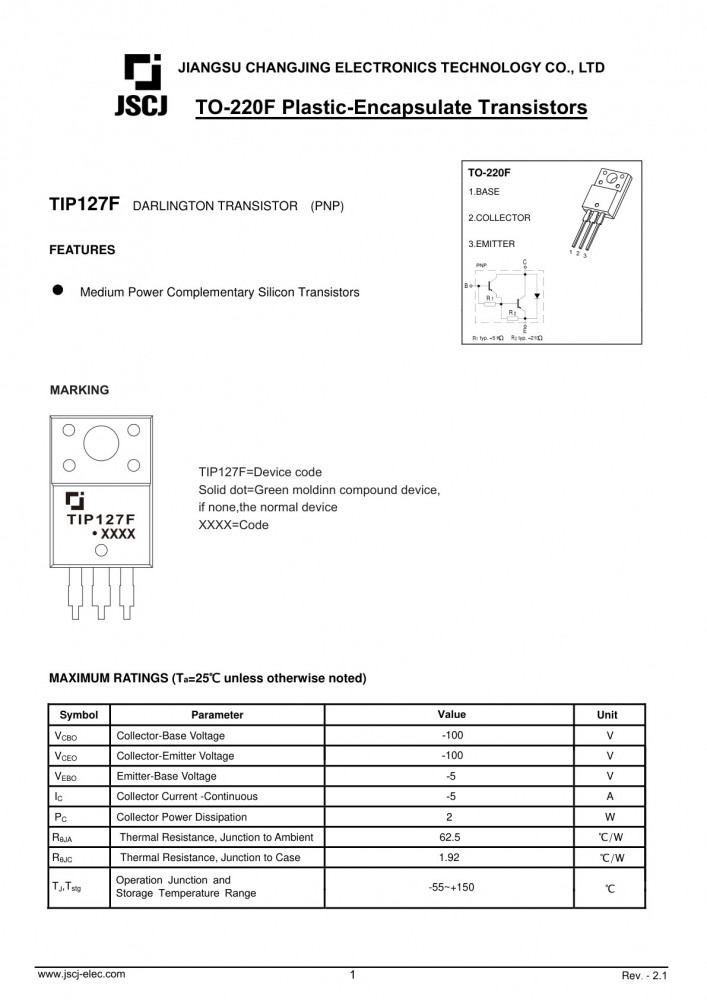 TIP127F datasheet page 1