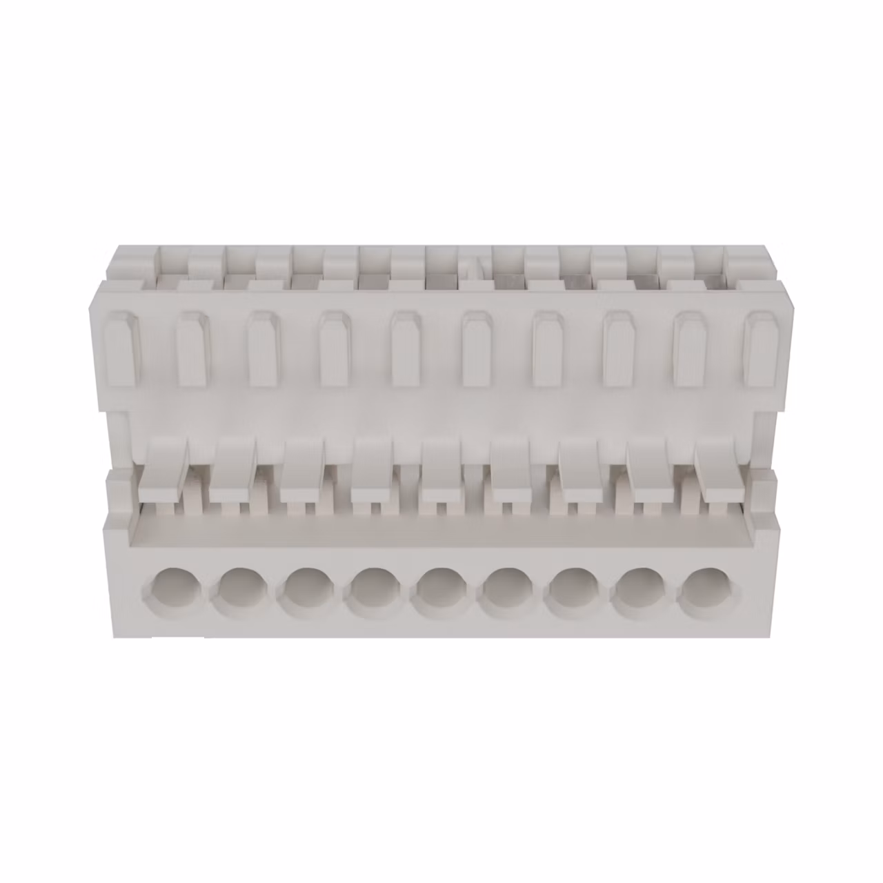 Appli-Mate RAST 2.5 Female Connector, 2.50mm Pitch, 9 Circuits, All Position Keys, Open Endwalls, Polarizing Rib Between Circuits 5 & 6 for sale