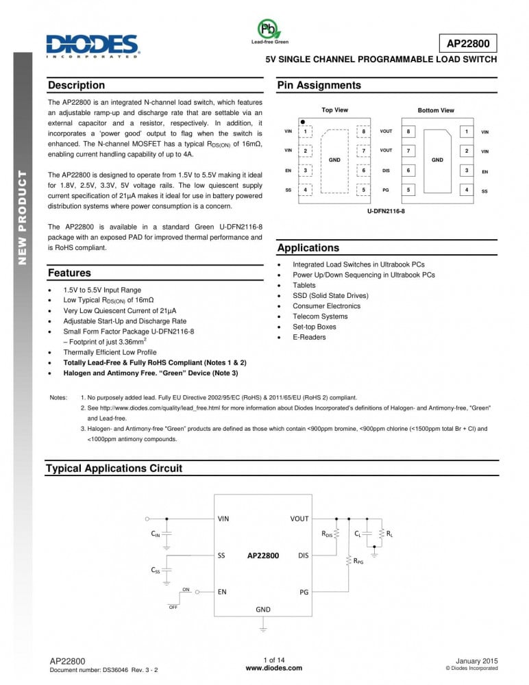 AP22800HB-7 datasheet page 1