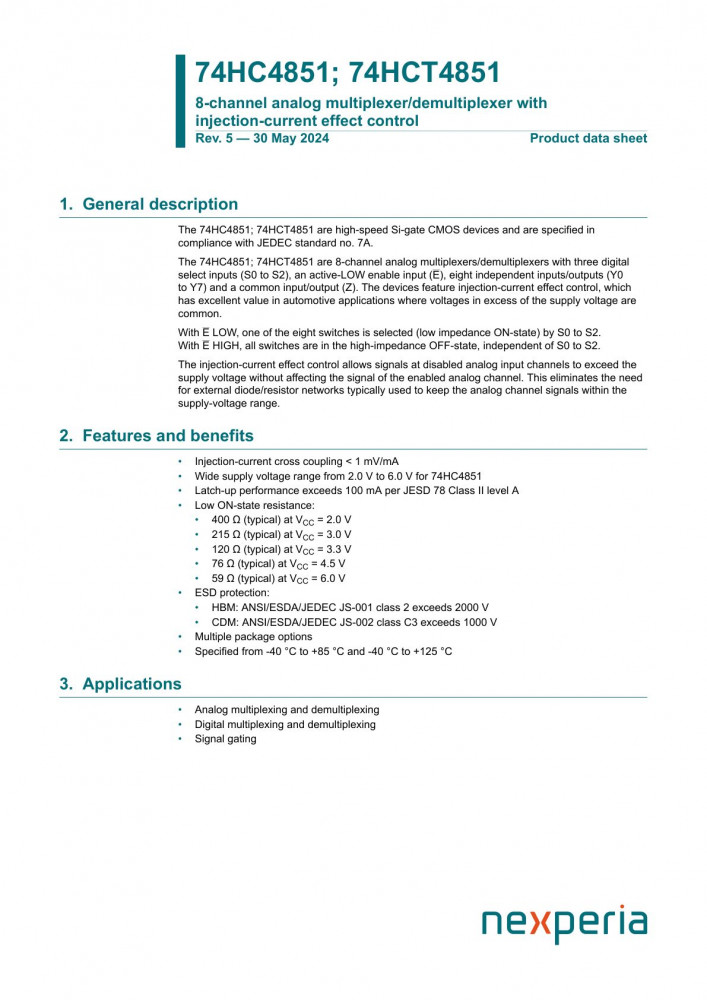 74HC4851D,118 datasheet page 1