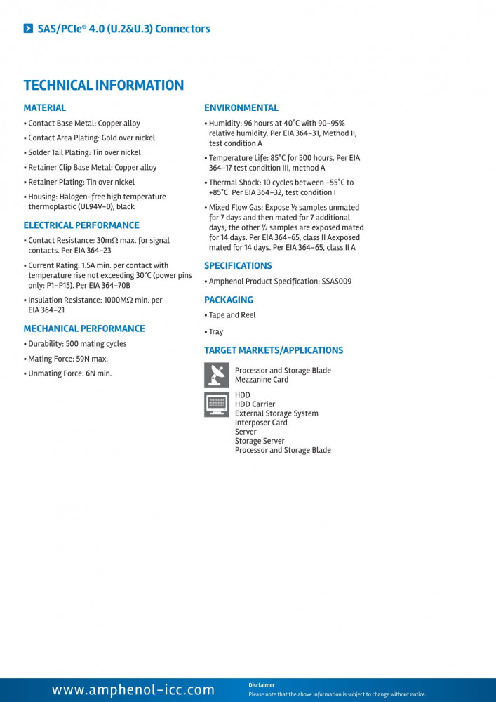 Amphenol SAS/PCIe 4.0 connector documentation page 2