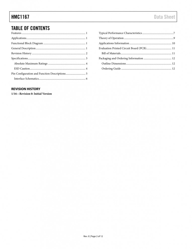 HMC1167 datasheet page 2