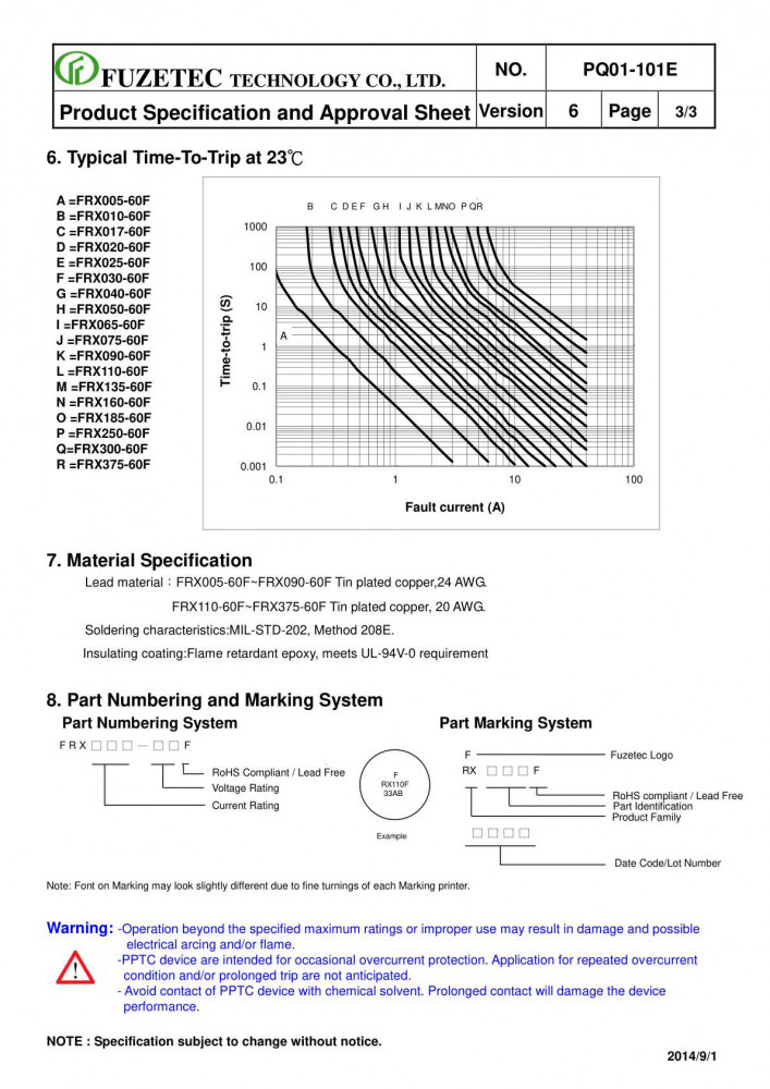 FRX Series specification sheet page 3