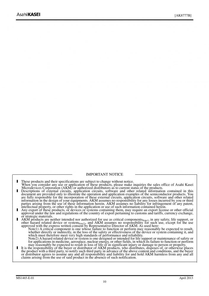 AK8777B datasheet page 10