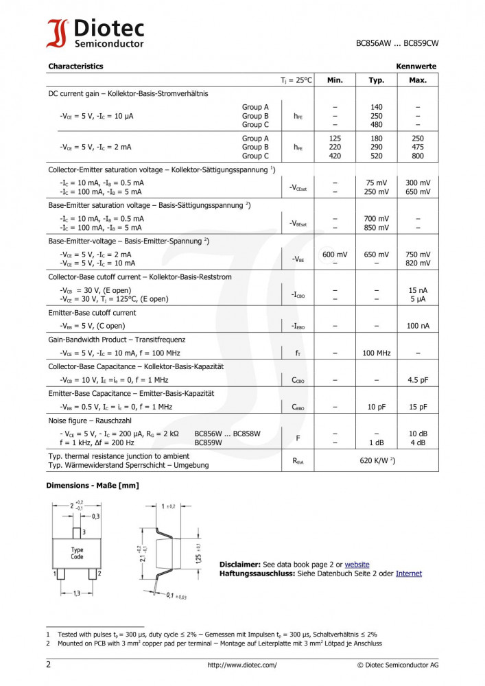 BC856 family datasheet page 2