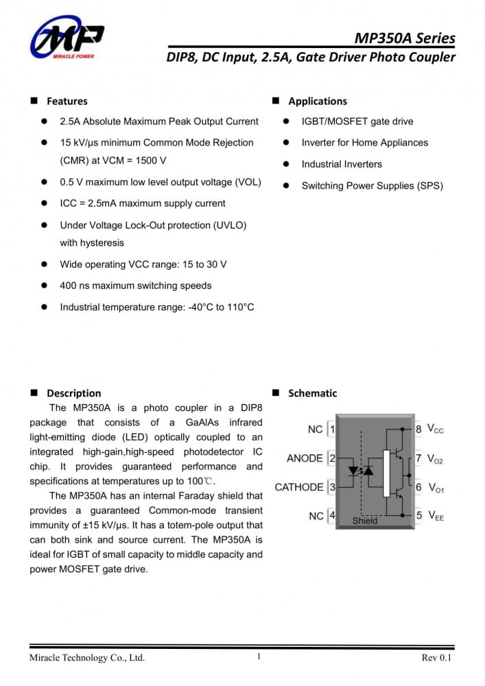 MP350A-G(B) datasheet page 1