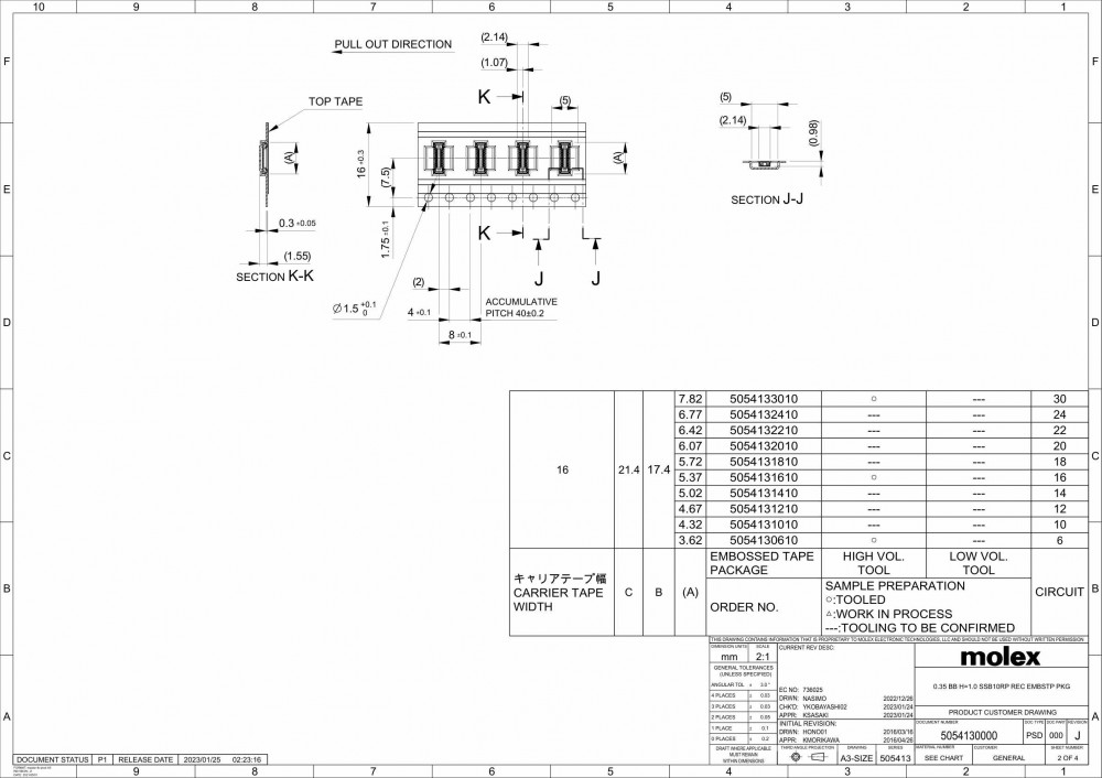 MOLEX 505413 series technical document page 2