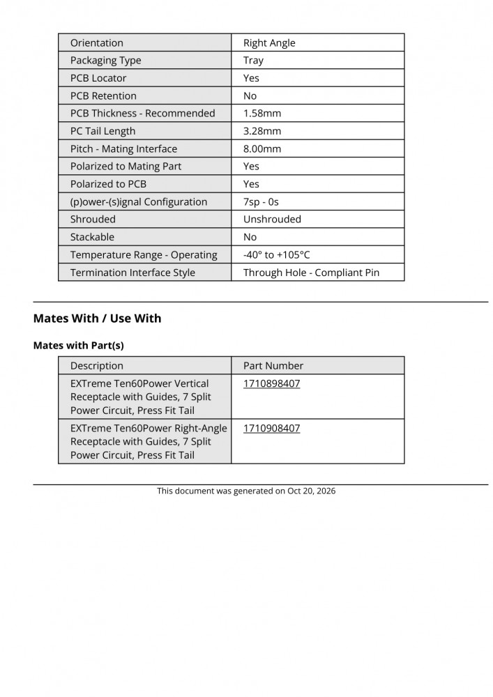 Product document page 3 for MOLEX 1710888407