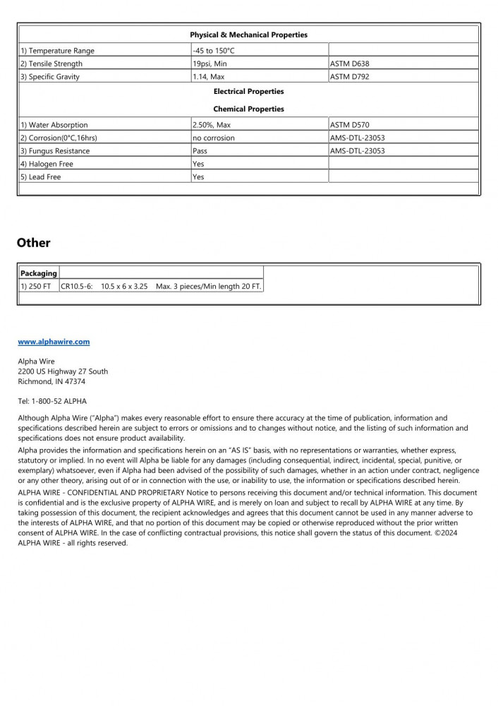 Alpha Wire GRP-160-1/2 technical document page 2