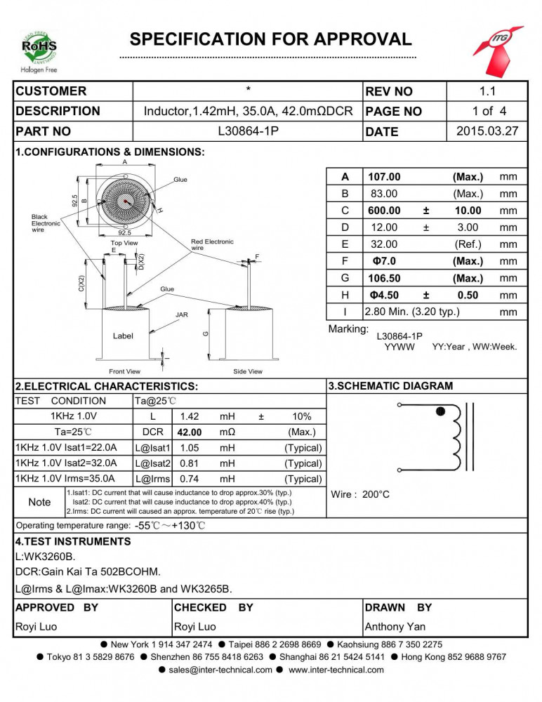 L30864-1P specification page 1
