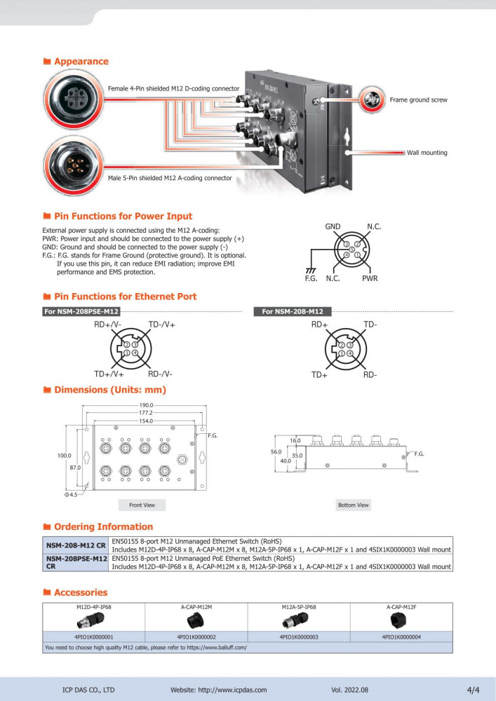 NSM-208PSE-M12 technical document page 4