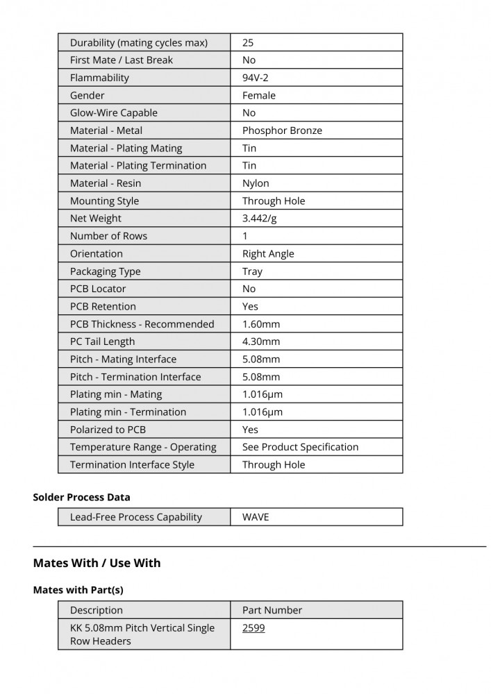 Molex KK 508 connector specification preview, page 3