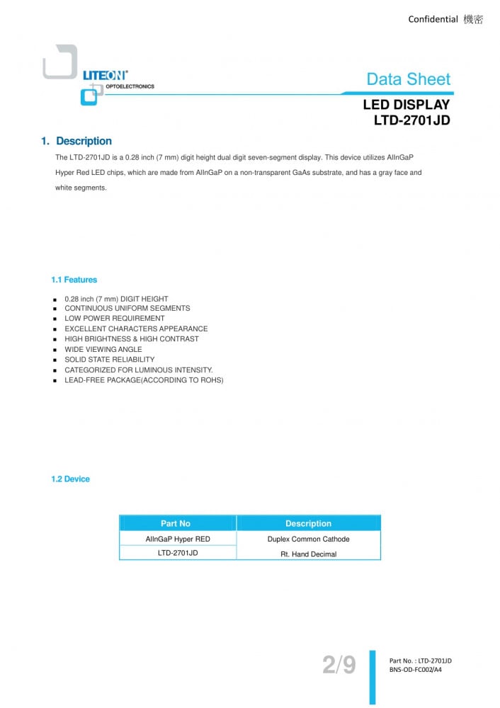 LTD-2701JD datasheet page 3