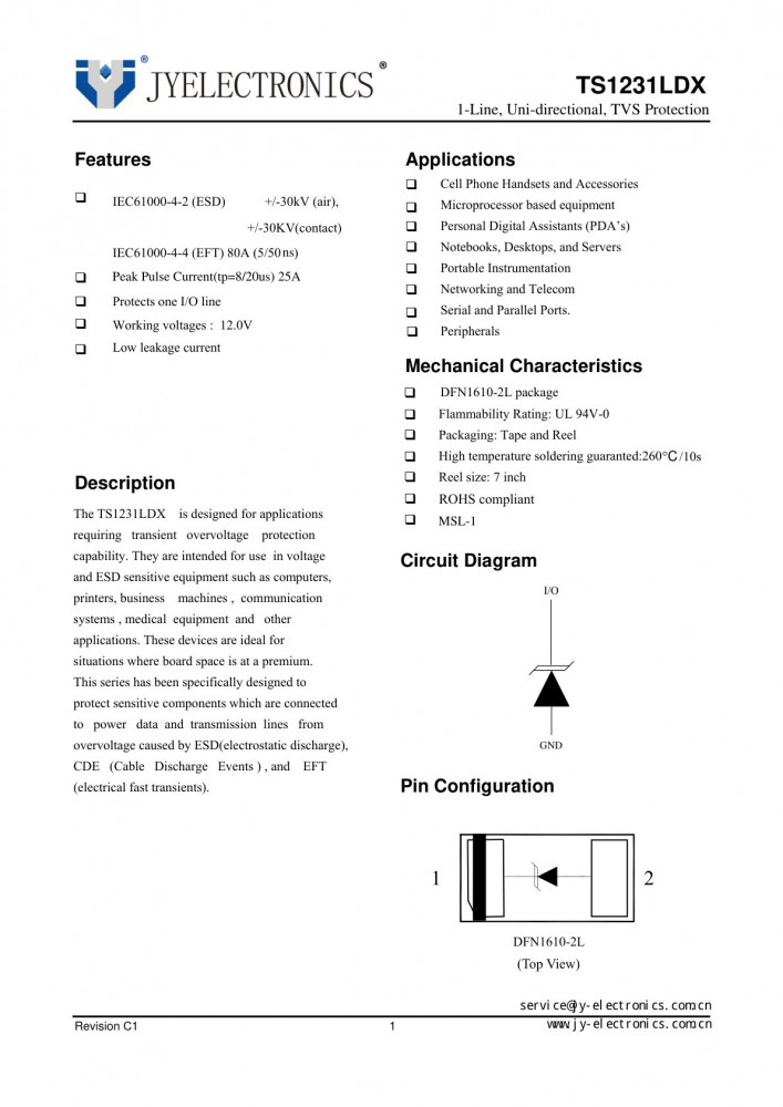 TS1231LDX datasheet page 1