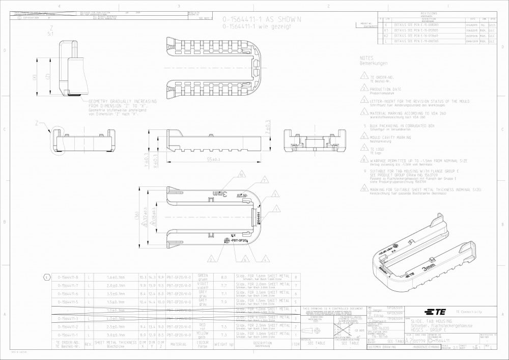 TE Connectivity HDSCS Group E slide drawing preview
