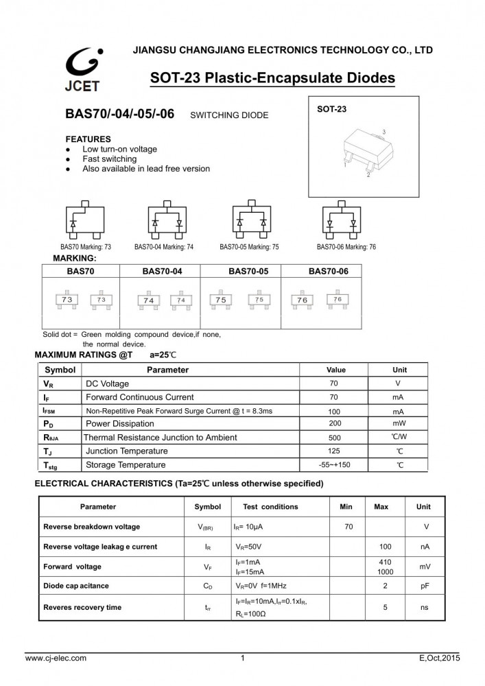 BAS70-06 datasheet page 1