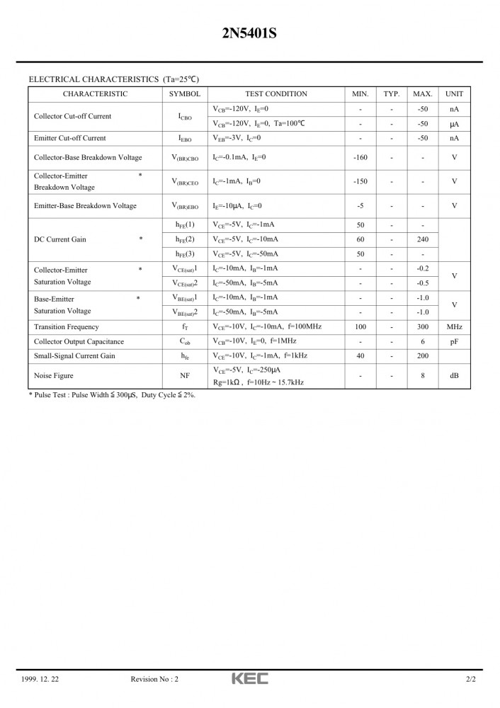 KEC 2N5401S-RTK/P datasheet page 2