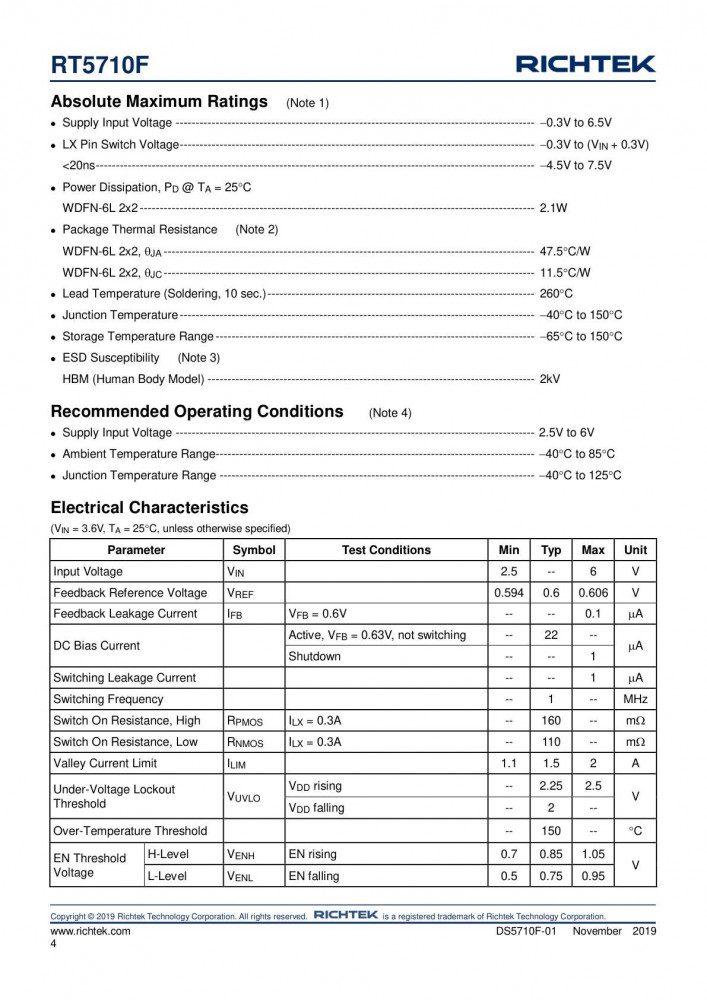 RT5710FHGQW datasheet page 4