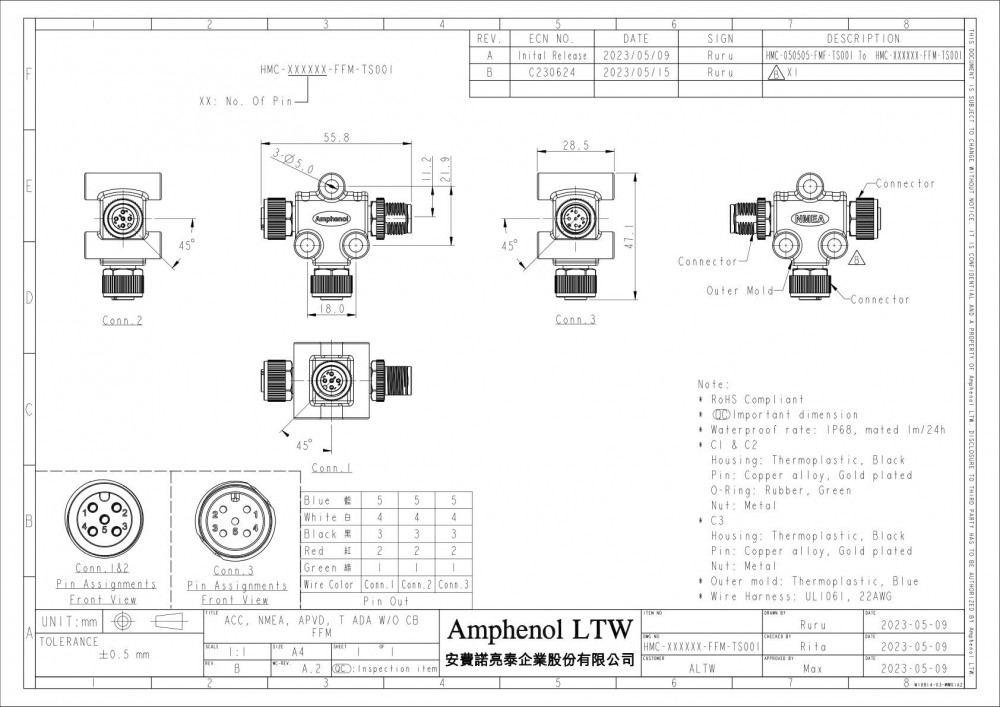 HMC-050505-FFM-TS001 technical drawing