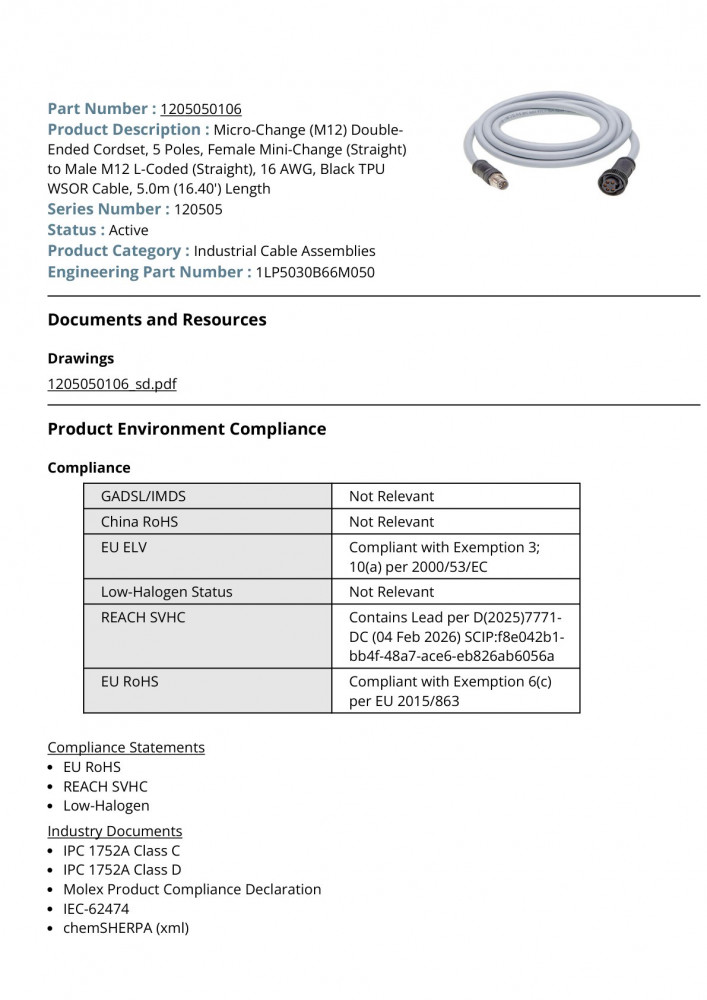 MOLEX product drawing page 1