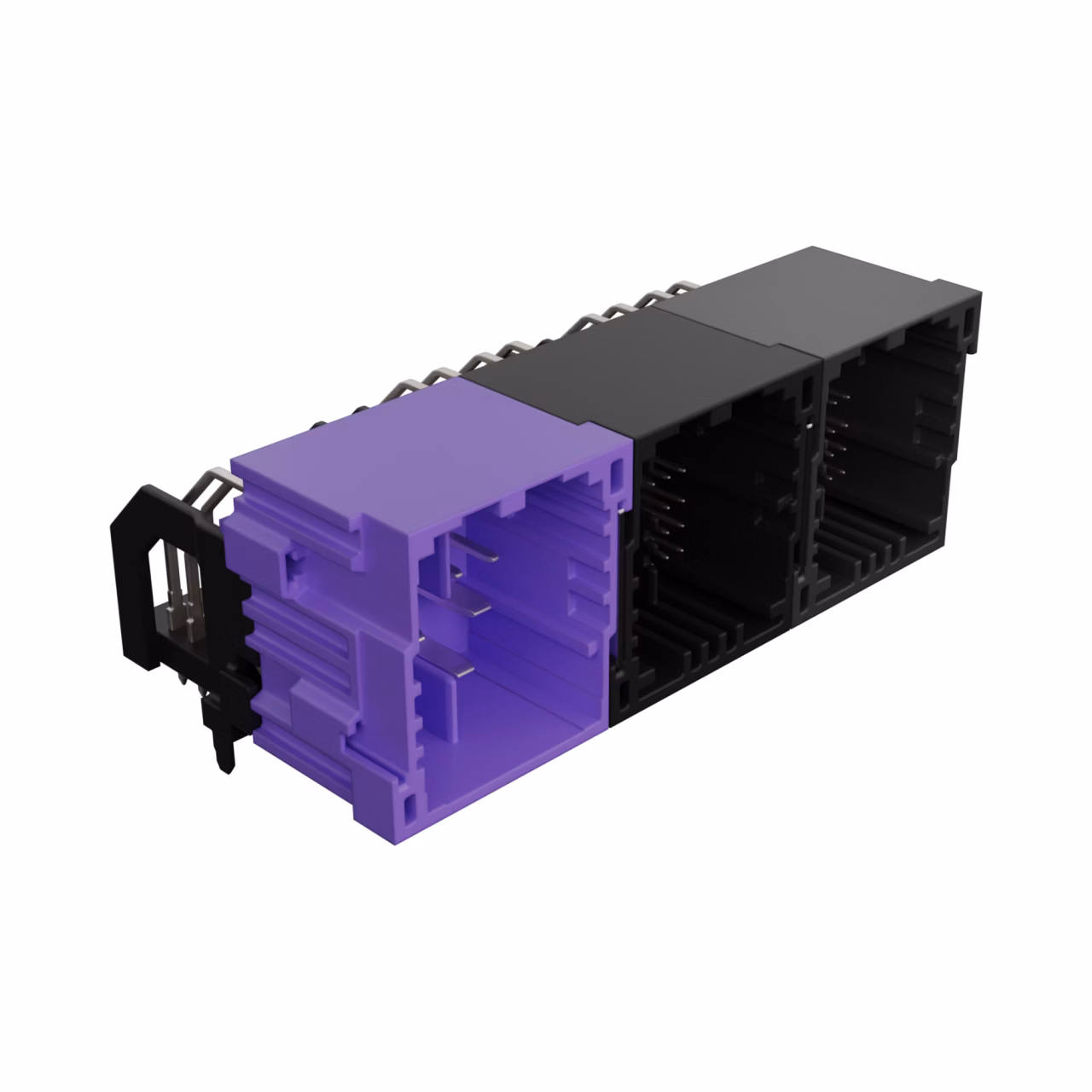 stAK50h 3 Bay Right-Angle Hybrid Header, 76 Circuits, Bay 1: 12 Circuits/Key 3/Purple; Bay 2: 32 Circuits/Key 1/Black; Bay 3: 32 Circuits/Key 3/Dark Gray; Tube for sale
